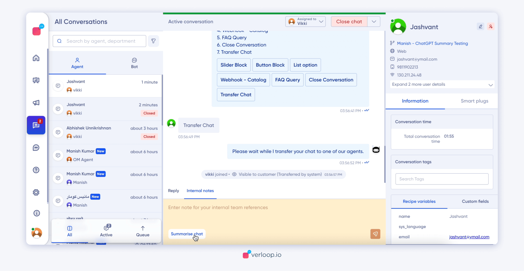 ChatGPT Powered AI-Summary Feature by Verloop.io